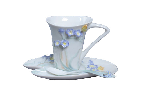 Freesia Coffee Cup Set With Spoon (Purple Flower) - Home Accent ...