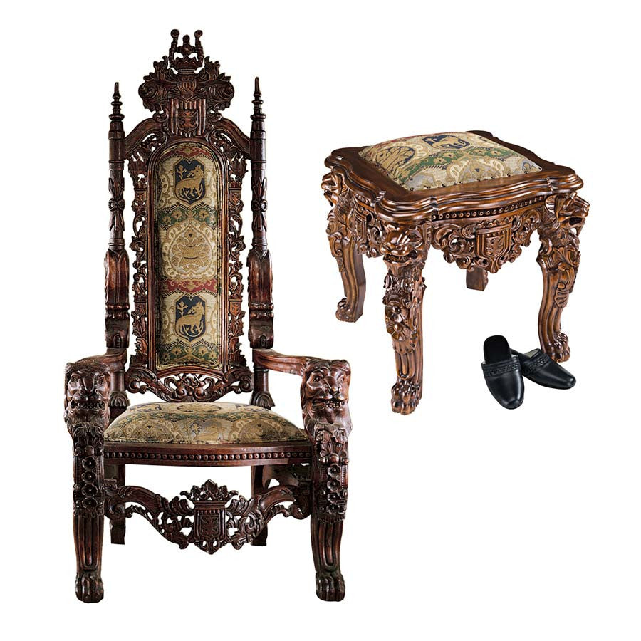 Lord Raffles Throne Chair & Ottoman Set | XoticBrands Home Decor