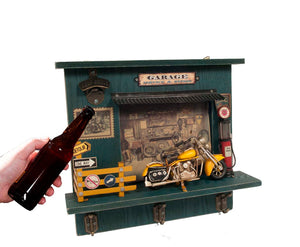 Vintage Harley Motorcycle Shadow Box on Wood Frame | XoticBrands Home Decor