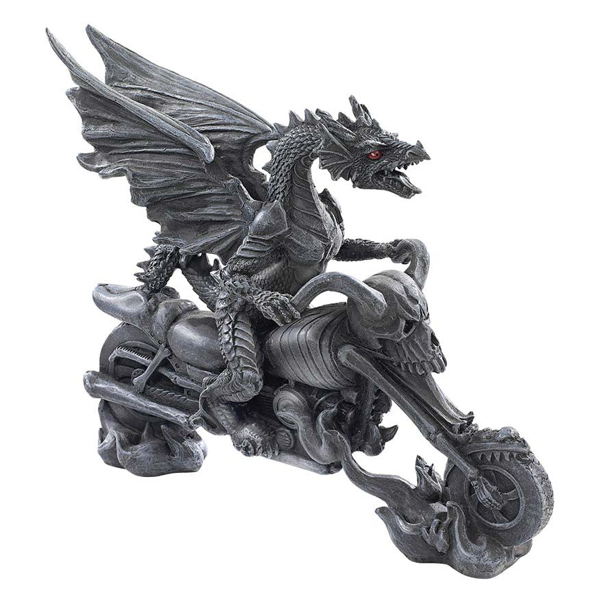 Crazy Gothic Winged Biker Dragon Chopper Sculpture | XoticBrands Home Decor