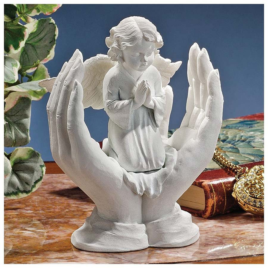 Prayers Of A Child Angel In Praying Hands Bonded Marble Statue Sculpur