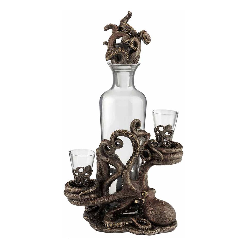 Octopus Spirit Decanter Set - Steampunk. | XoticBrands Home Decor