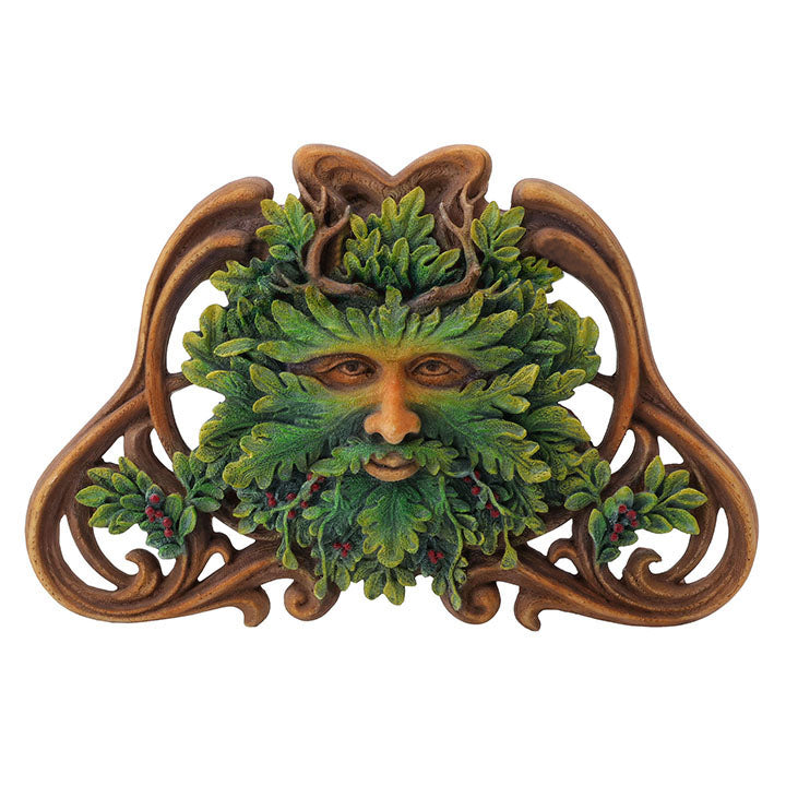 Green Man Winter Mistletoe Wall Plaque - Home Accent Sculpture ...