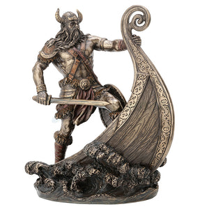Viking Warrior Standing On Prow - Myth & Legend Sculpture - Cold Cast ...