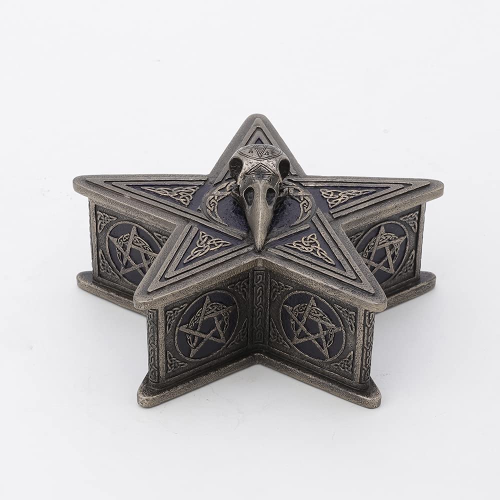 Crow Skeleton Pentagram Trinket Box - Classic Statue Sculpture ...