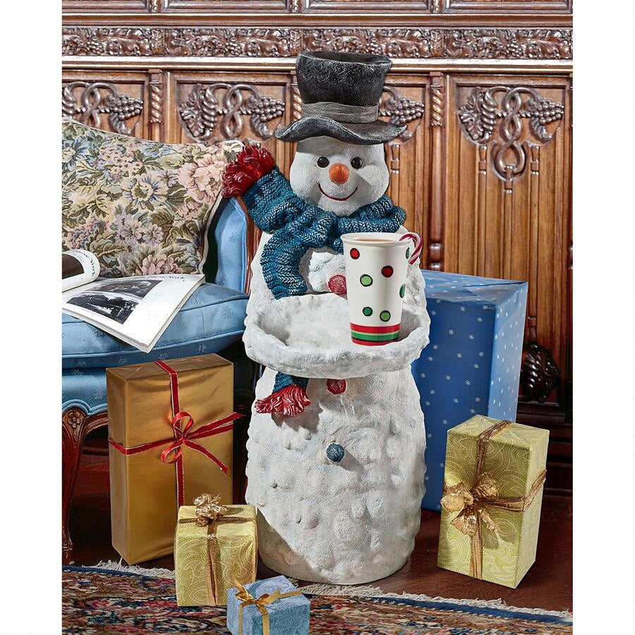 Flurry The Snowman Butler Holiday Pedestal Table | XoticBrands Home Decor